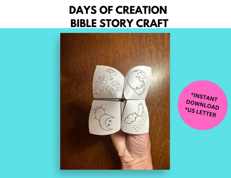 Days of Creation Bible Story Activity, Sunday School Craft, Fortune ...