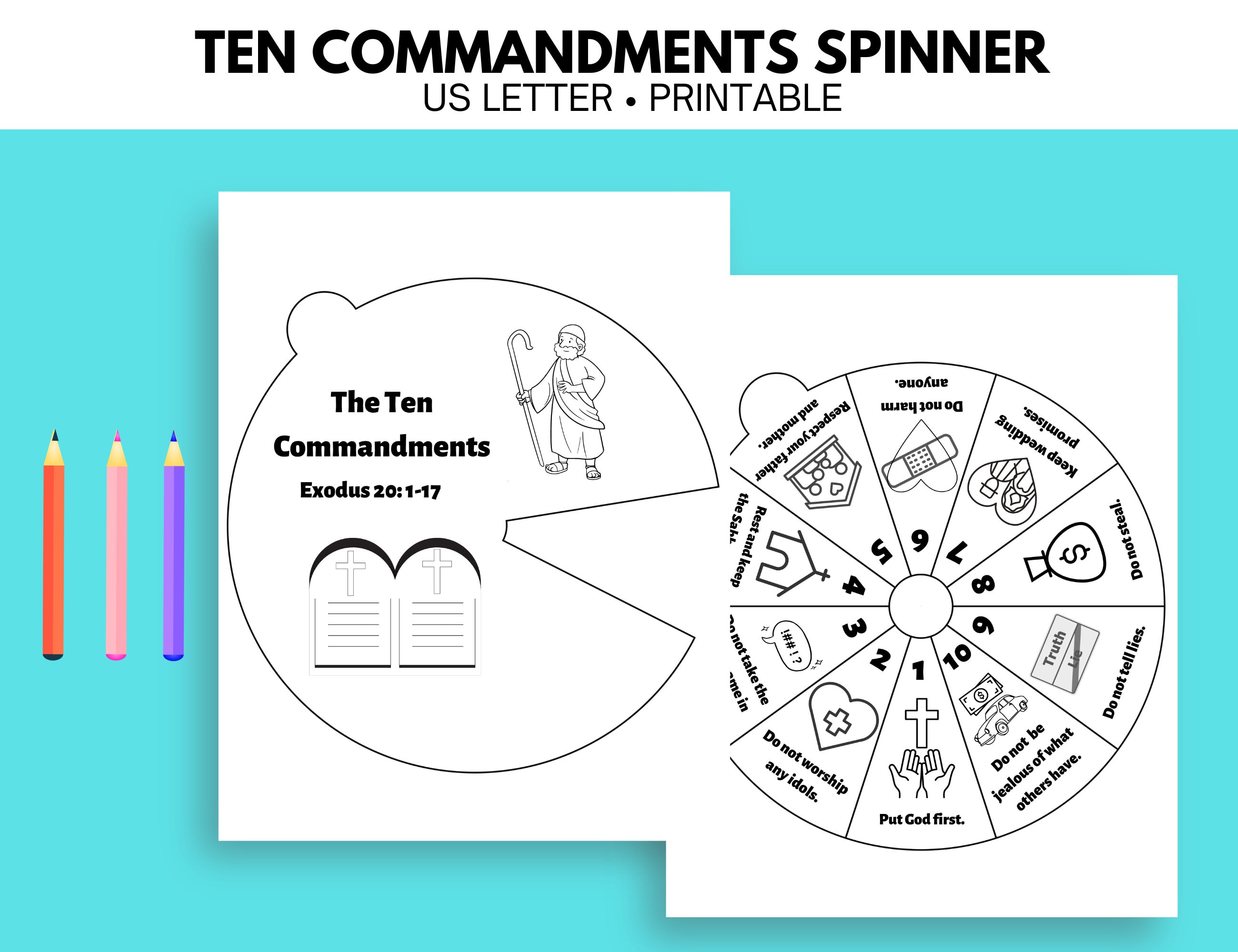 Ten Commandments Bible Story Activity, Sunday School Craft, Ten ...