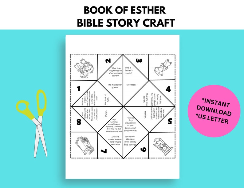 Book of Esther Bible Story Activity, Sunday School Craft, Fortune ...