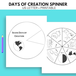 7 Days of Creation Spinner, Days of Creation Bible Story, Sunday School ...