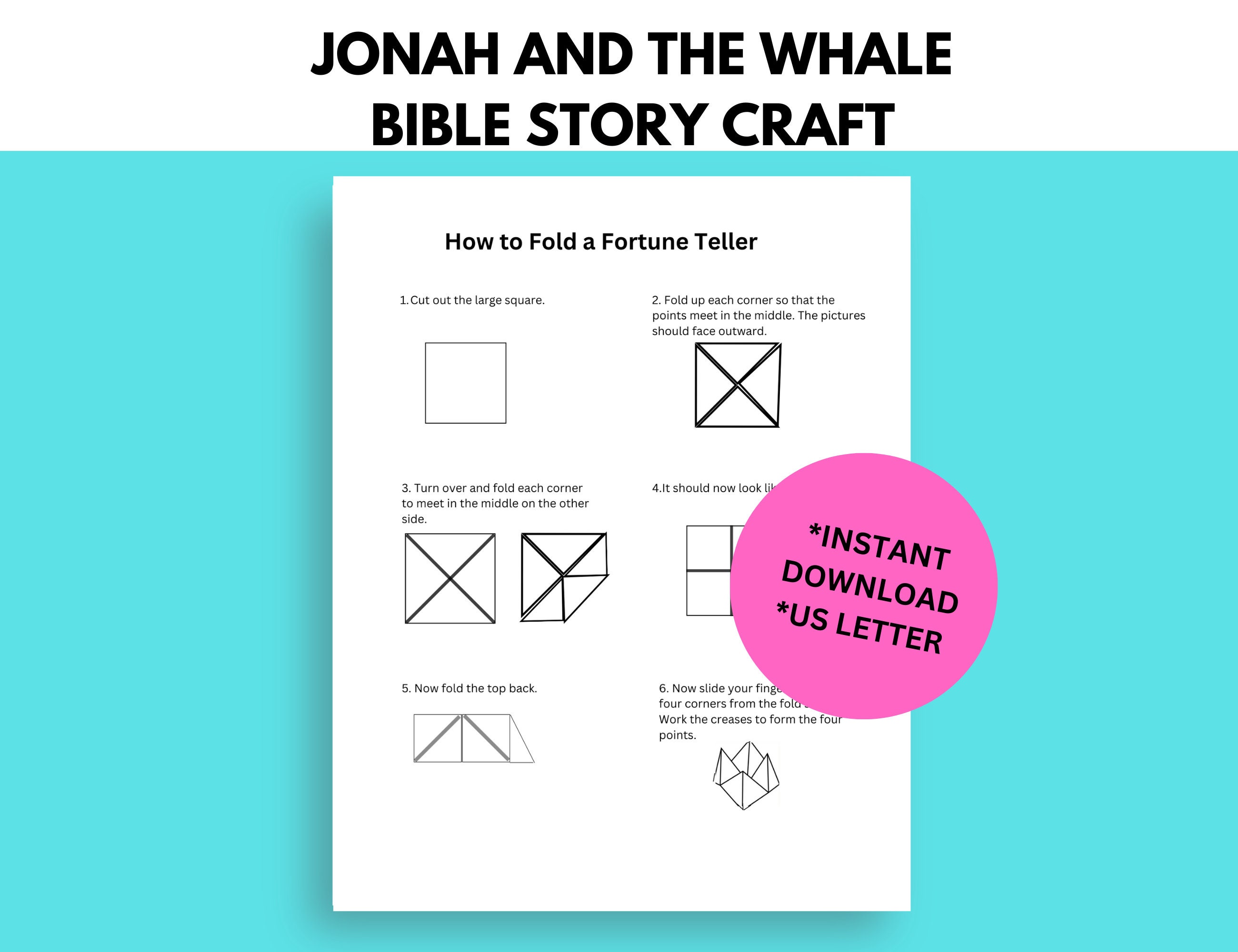 Jonah and the Whale Bible Story Activity, Sunday School Craft, Fortune ...