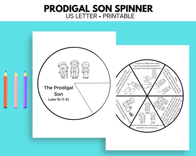 The Prodigal Son, Printable Bible Coloring Wheel, Sunday School Craft ...