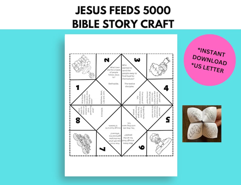 Jesus Feeds 5000 Bible Story Activity, Sunday School Craft, Jesus ...