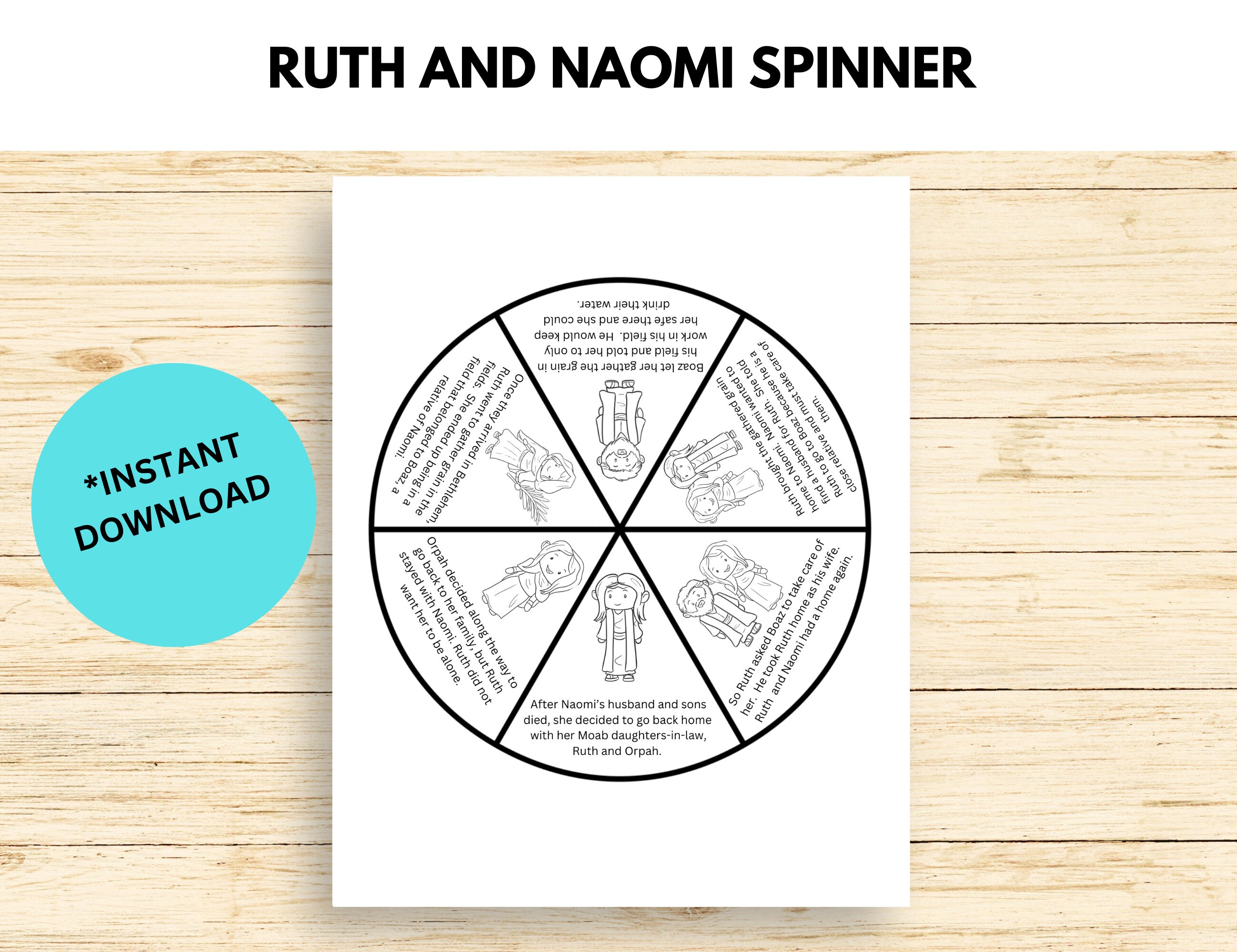 Ruth and Naomi Spinner, Bible Story Craft, Sunday School Lesson, Book ...