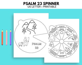 Psalm 23 Coloring Wheel, Printable Bible Activity, Watercolor, Kids ...