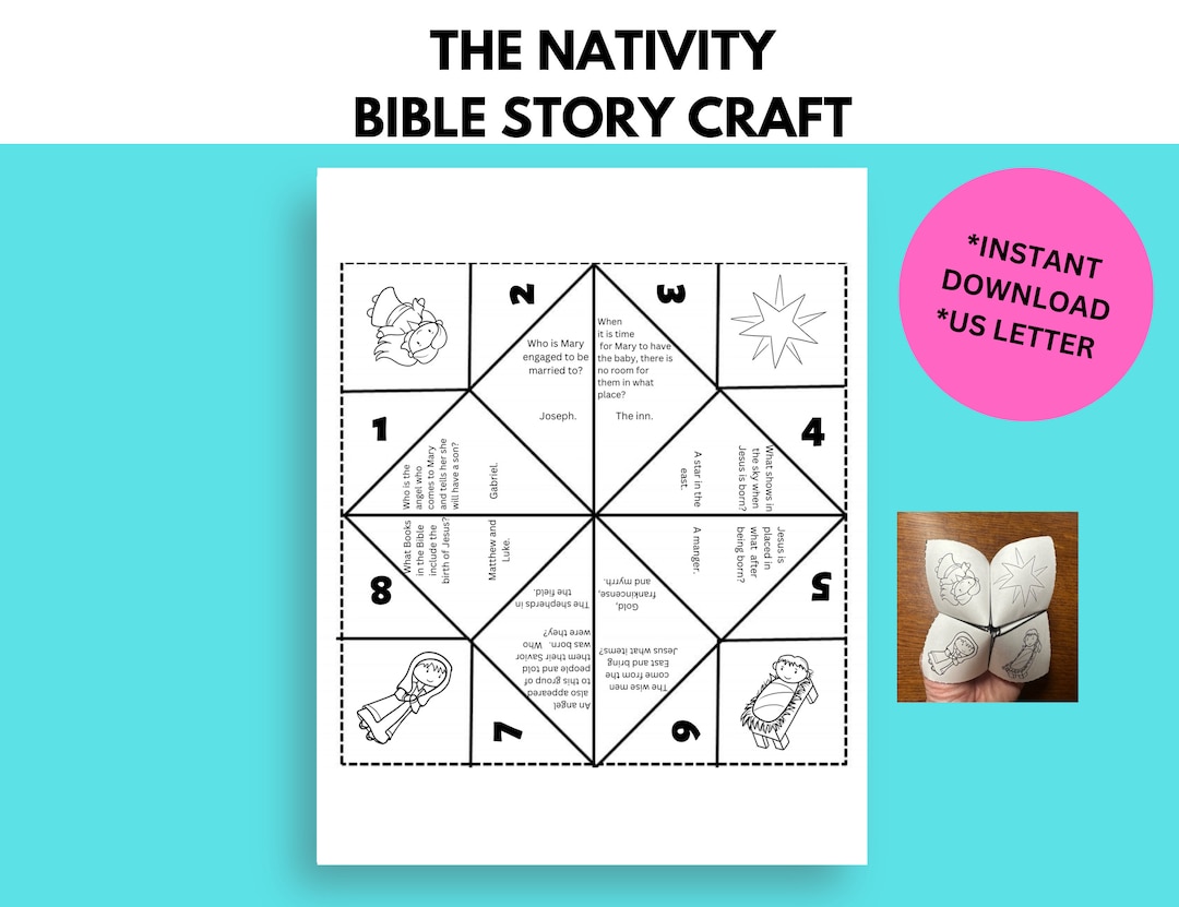 Christmas Nativity Bible Story Activity, Sunday School Craft, Fortune ...