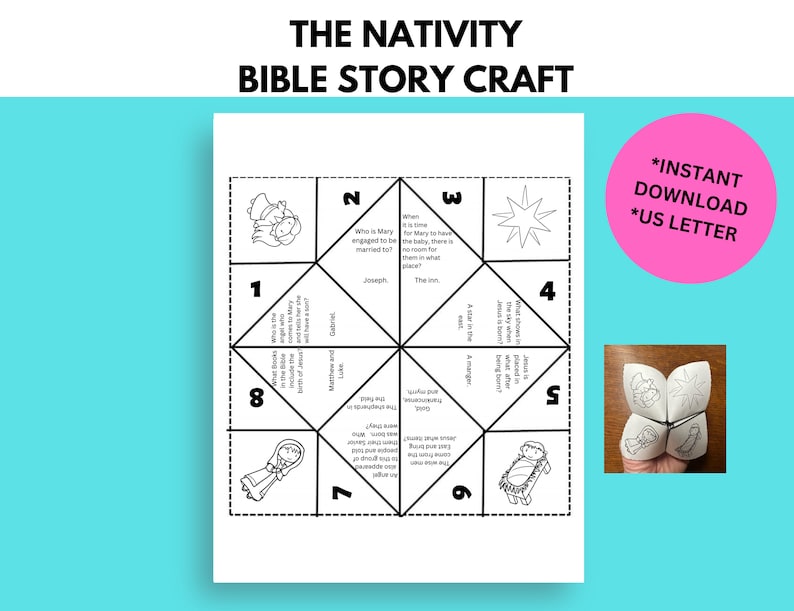 Christmas Nativity Bible Story Activity, Sunday School Craft, Fortune ...