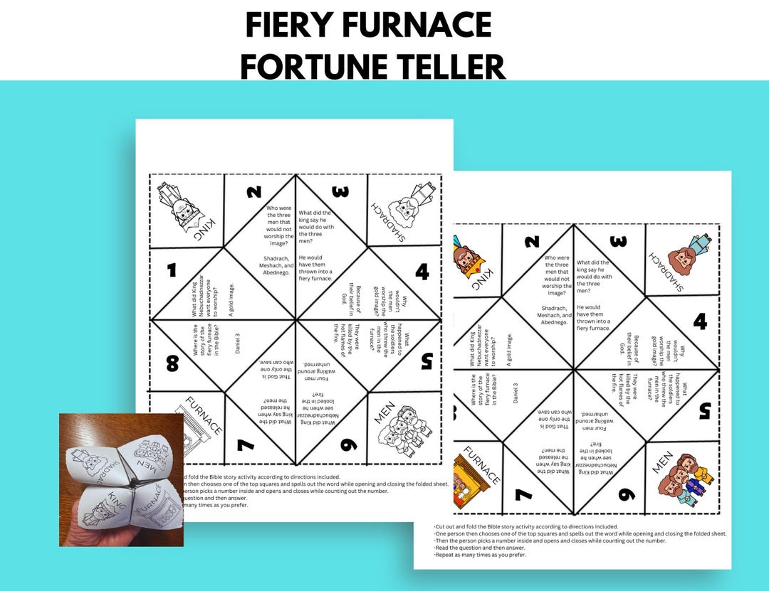 Fiery Furnace Bible Story Activity, Sunday School Craft, Fortune Teller ...