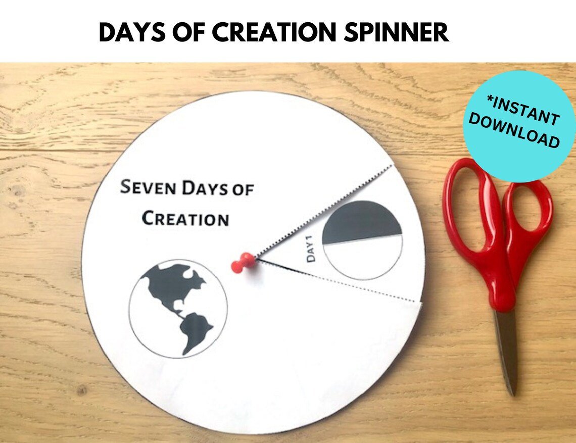 7 Days of Creation Spinner, Days of Creation Bible Story, Sunday School ...