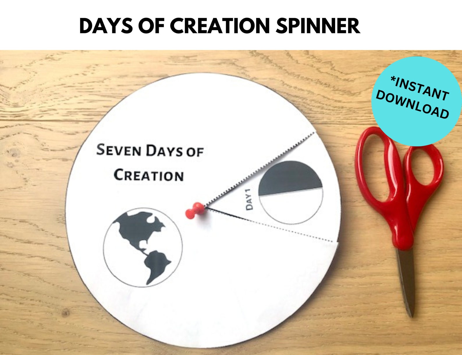 7 Days of Creation Spinner, Days of Creation Bible Story, Sunday School ...