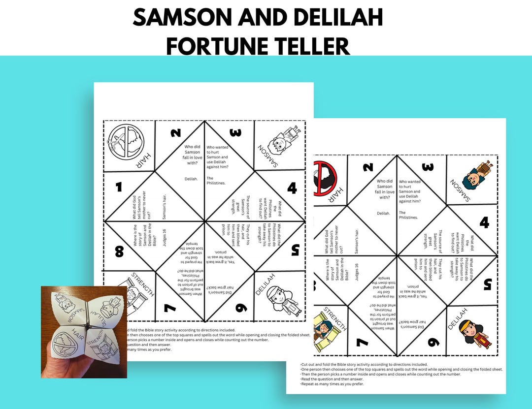 Samson and Delilah, Samson Bible Story Activity, Fortune Teller, Sunday ...