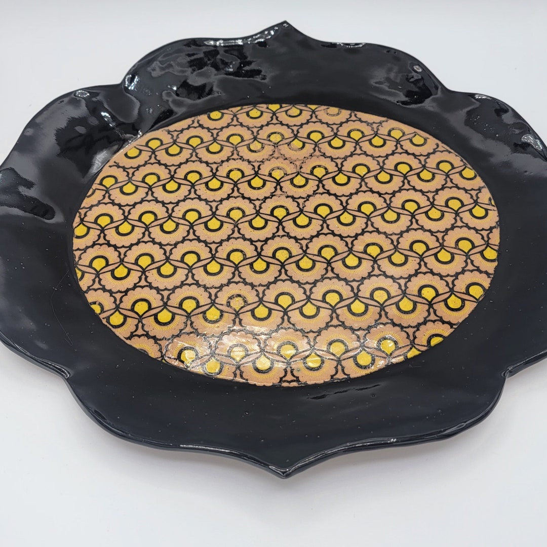 15” Platter/large Plate-stoneware Hand Built Platter- Floral Art ...