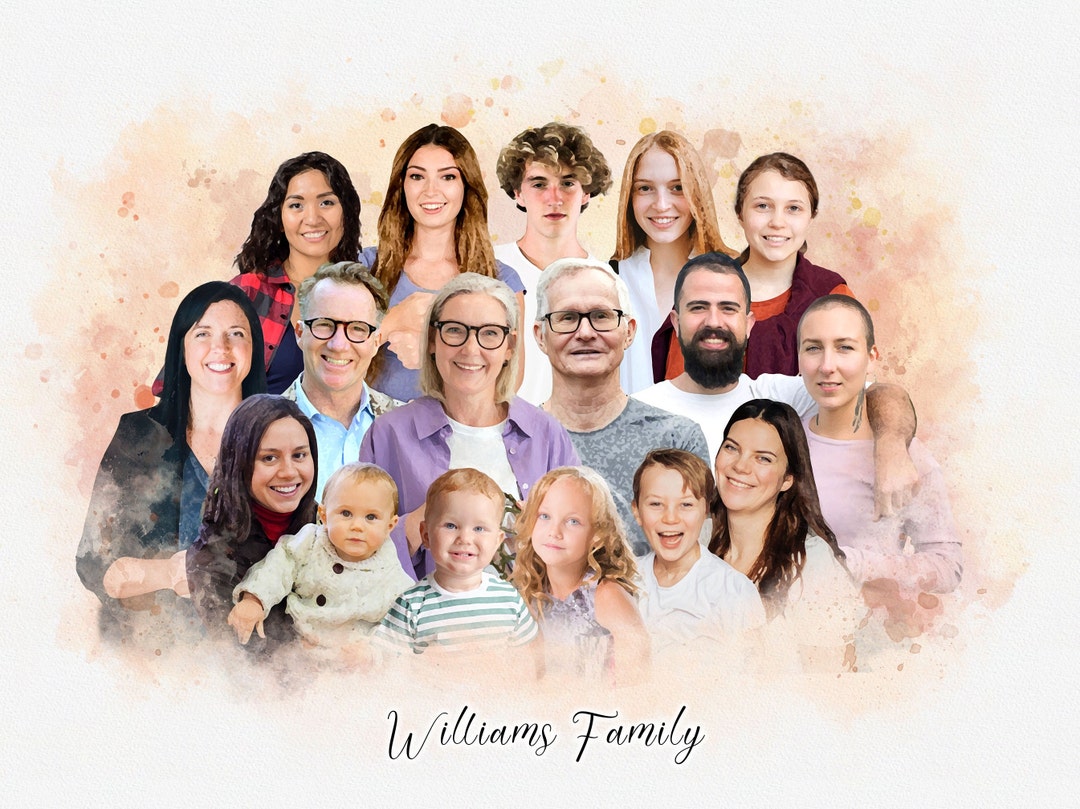 Custom Family Portrait Gift From Multiple Photos, Gift for Parents ...