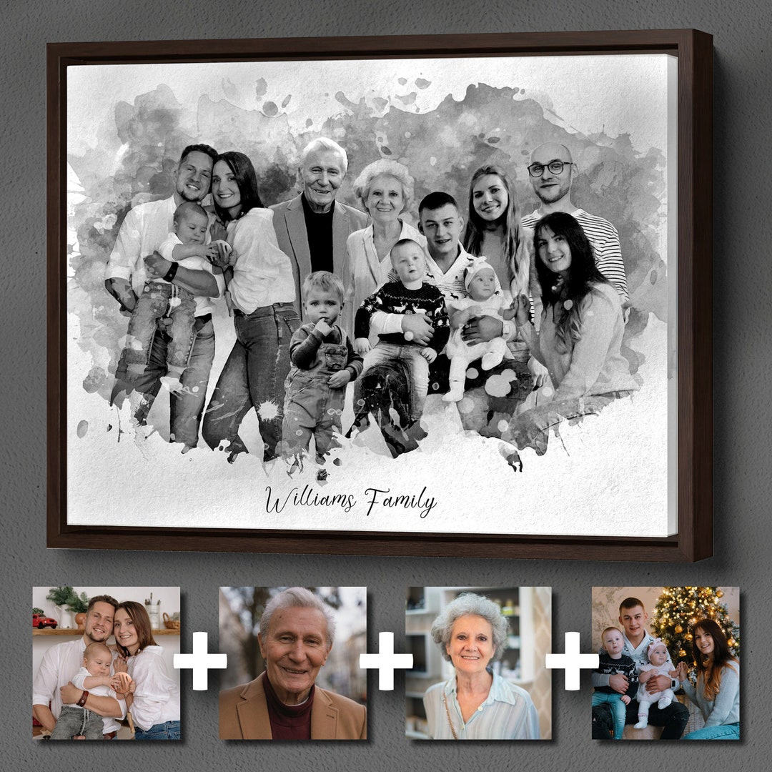 Custom Sketch Drawing for Grief Gift Canvas, Add Loved One Black and ...