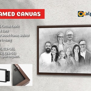 Custom Charcoal Pencil Family Portrait Gift, Personalized Family Photo ...