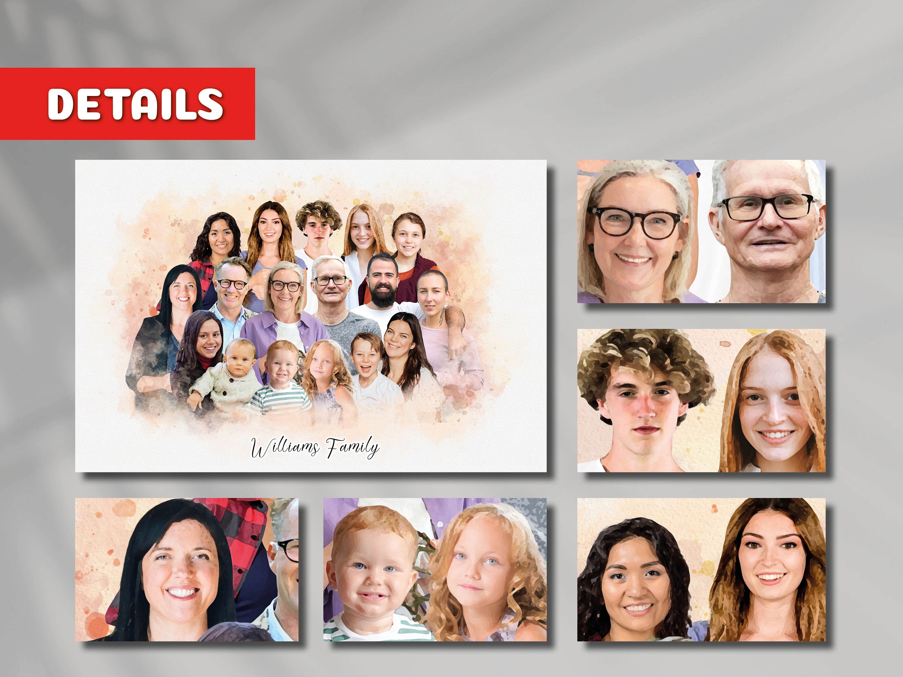 Custom Family Portrait Gift From Multiple Photos Gift for - Etsy