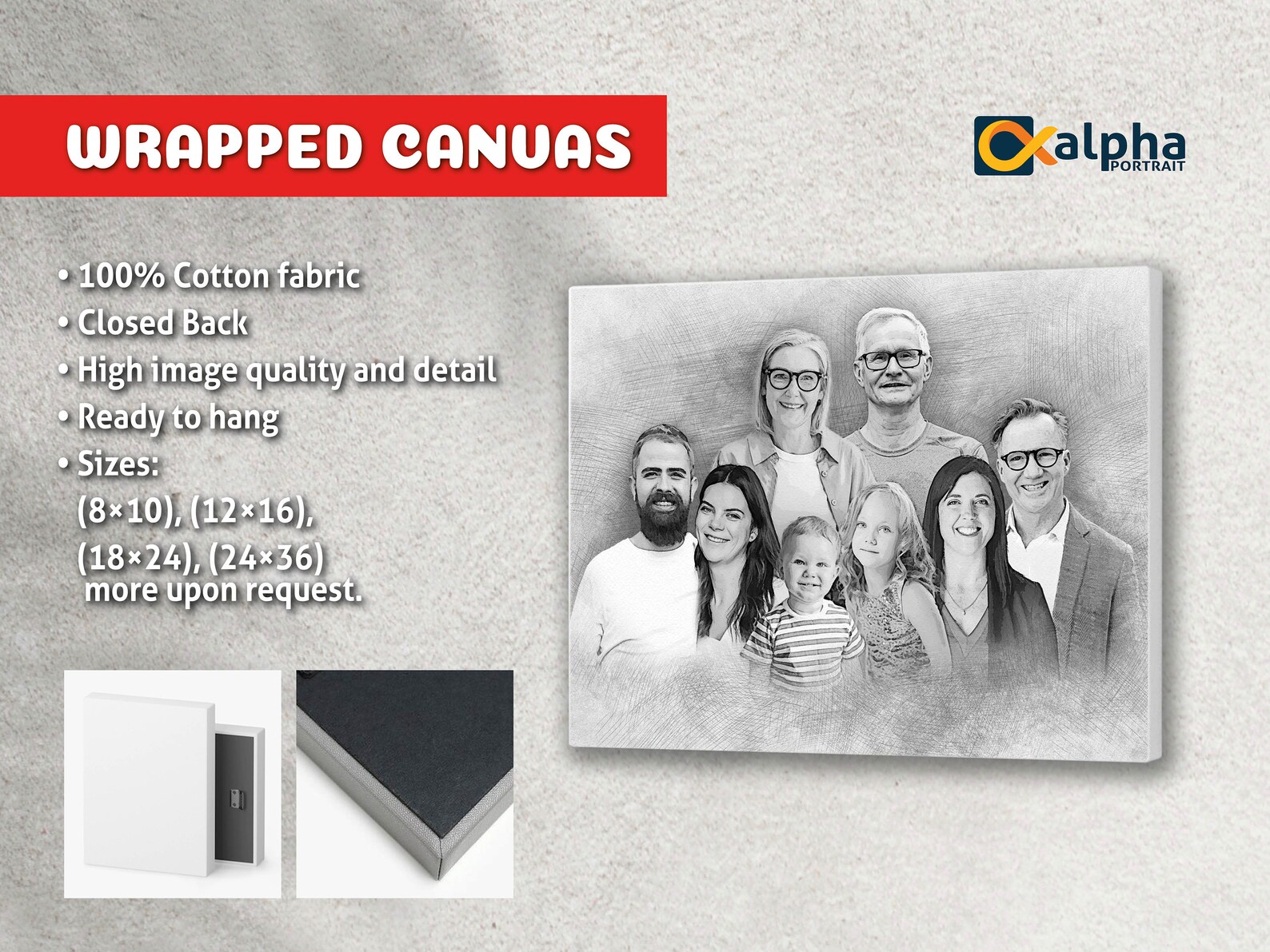 Custom Charcoal Pencil Family Portrait Gift, Personalized Family Photo ...