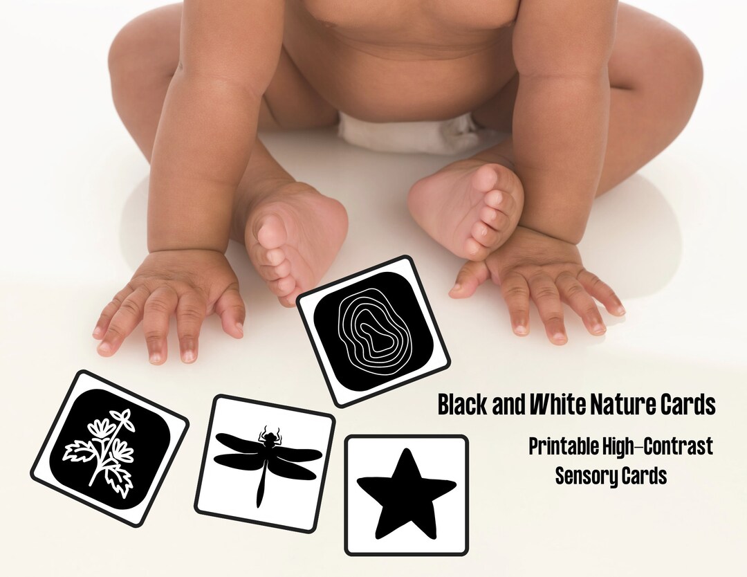 20 Printable NATURE High-contrast Black and White Cards Infant Sensory ...
