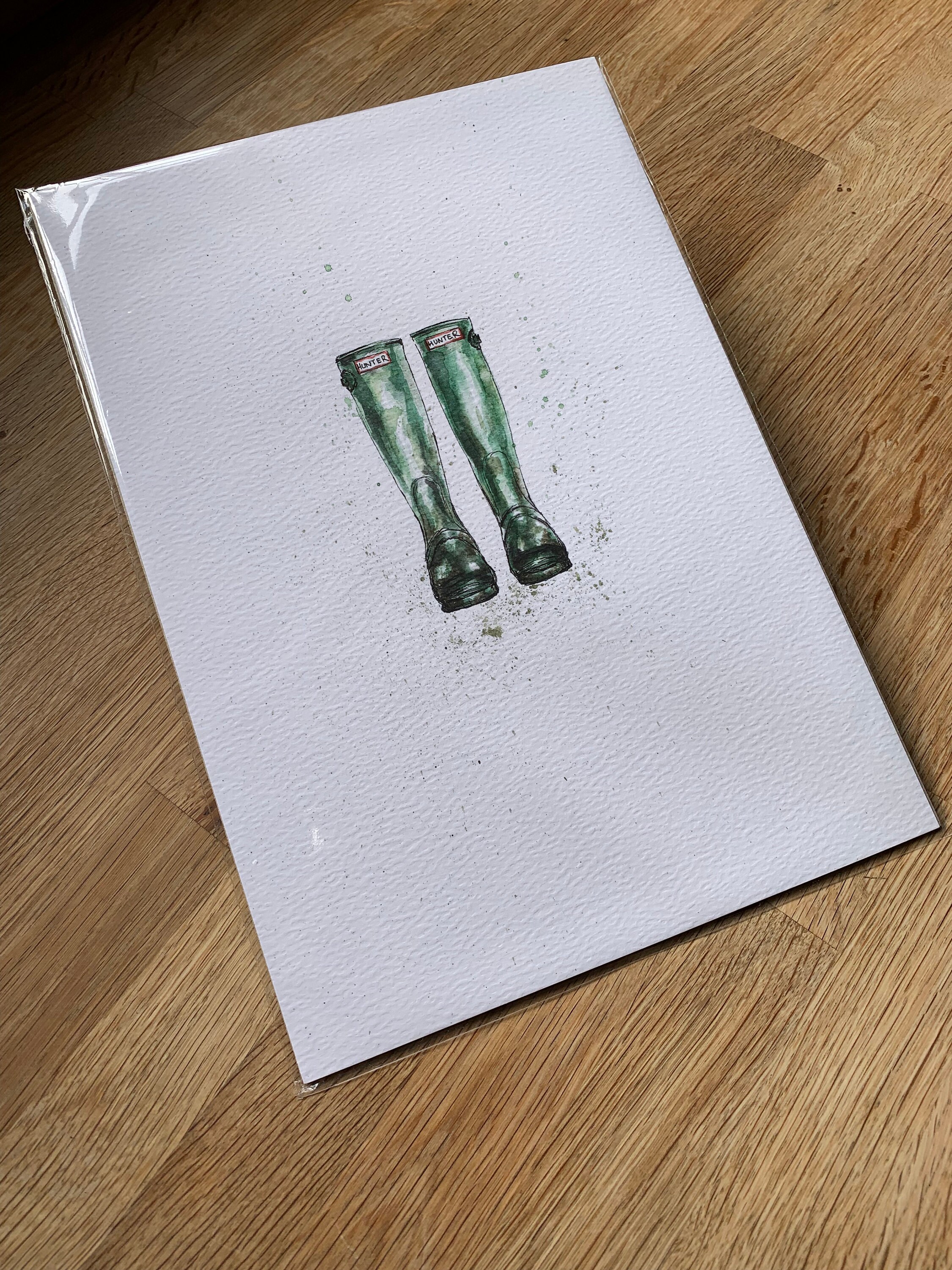 Watercolour Print A4 Pair of Hunter Wellies - Etsy