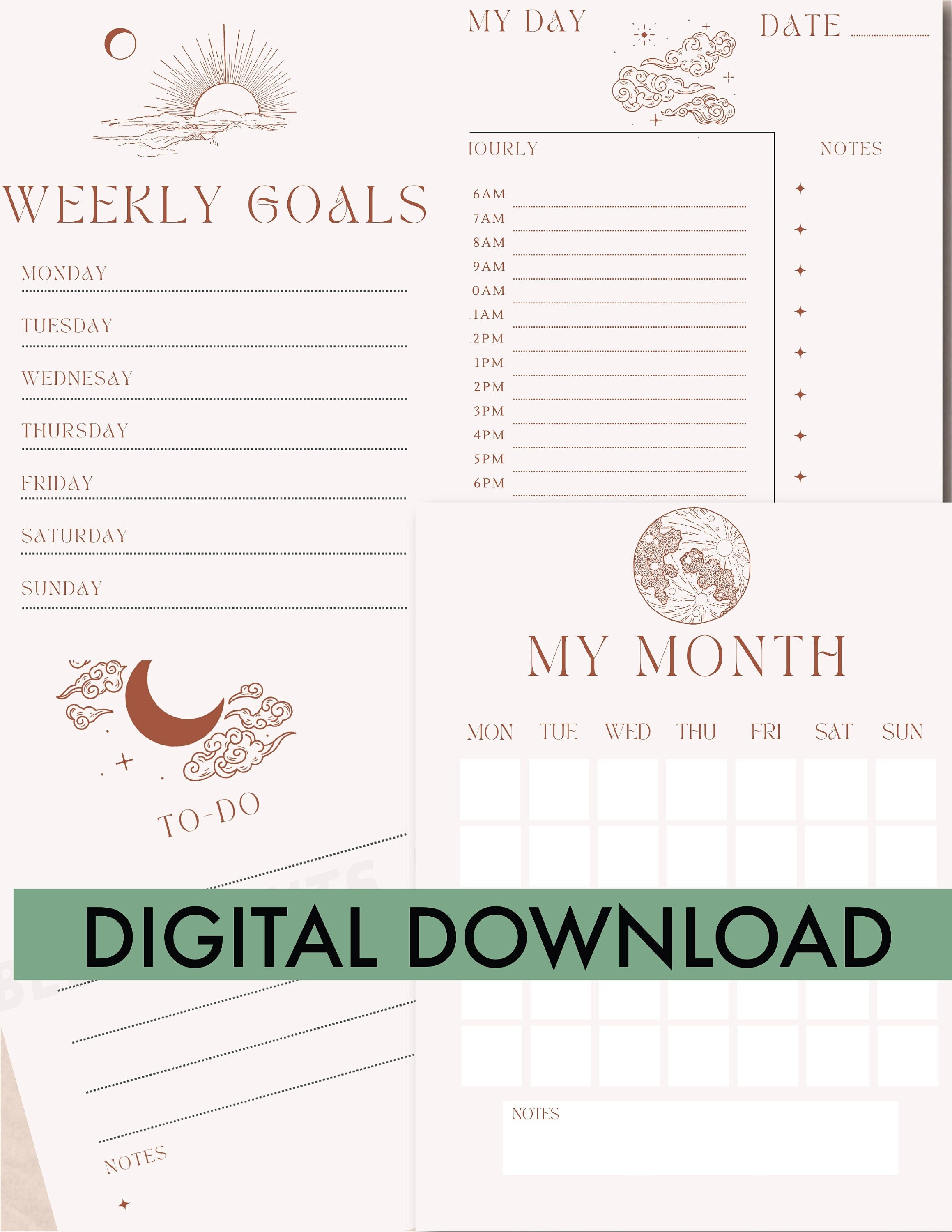 Planner Goals Calendars Digital Download Bundle - Etsy