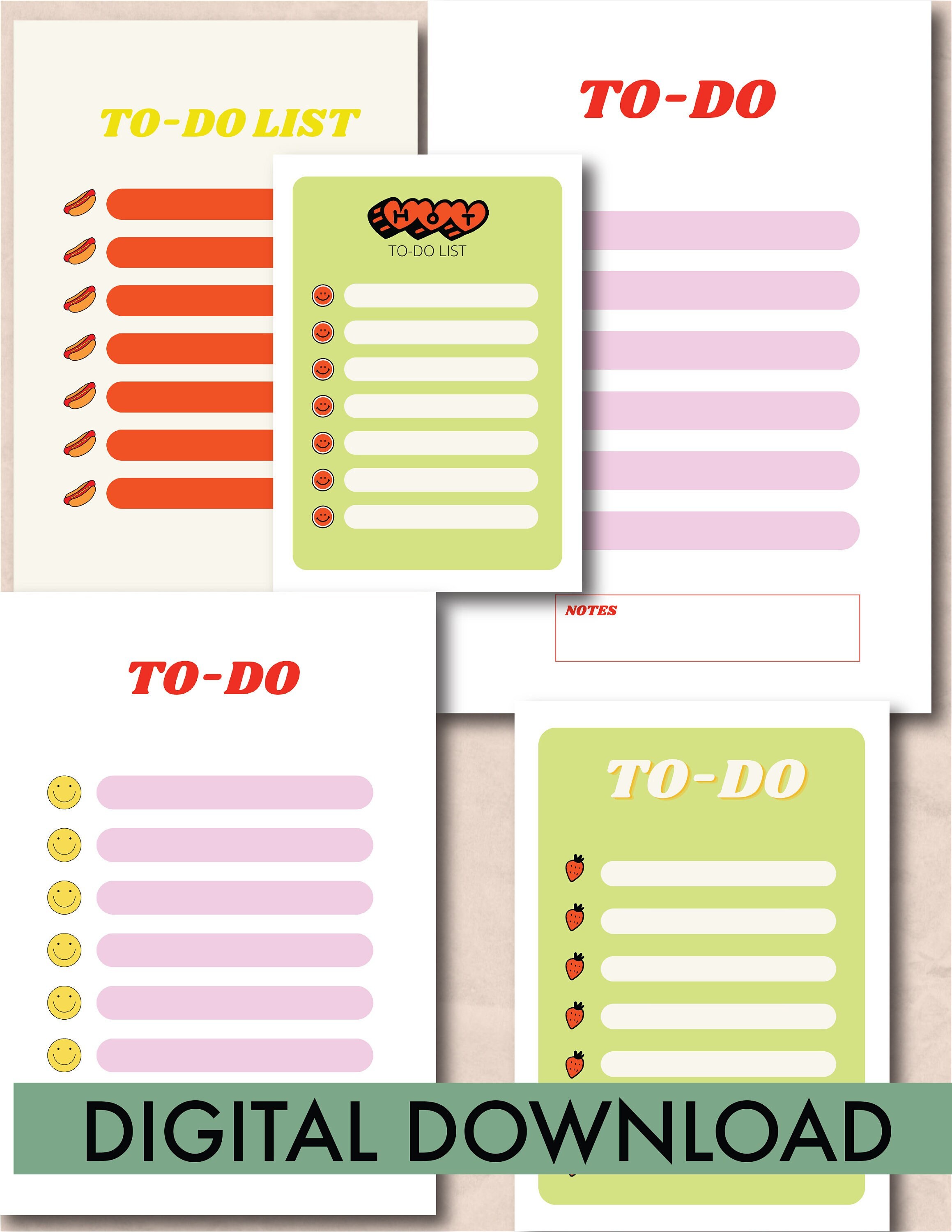 To Do Lists Digital Download Bundle of 10 Prints Fun - Etsy