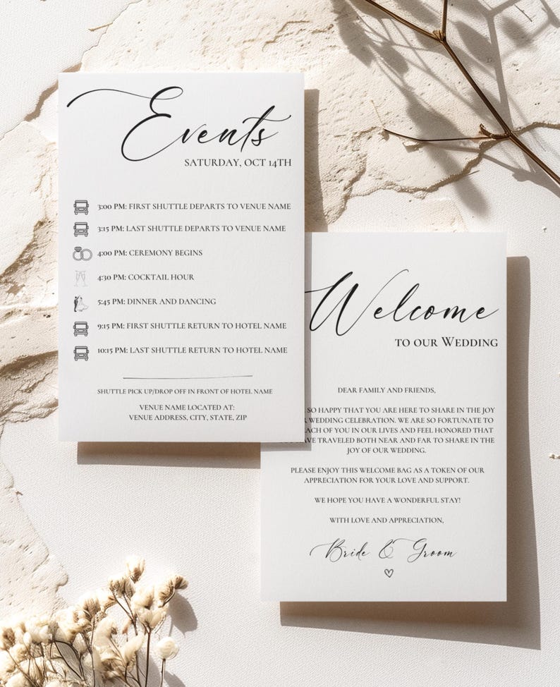 Welcome Bag Thank You Note, Destination Wedding Weekend, Custom Events ...