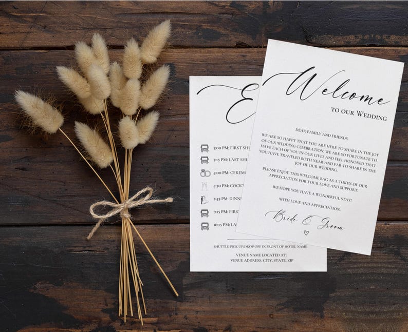 Welcome Bag Thank You Note, Destination Wedding Weekend, Custom Events ...