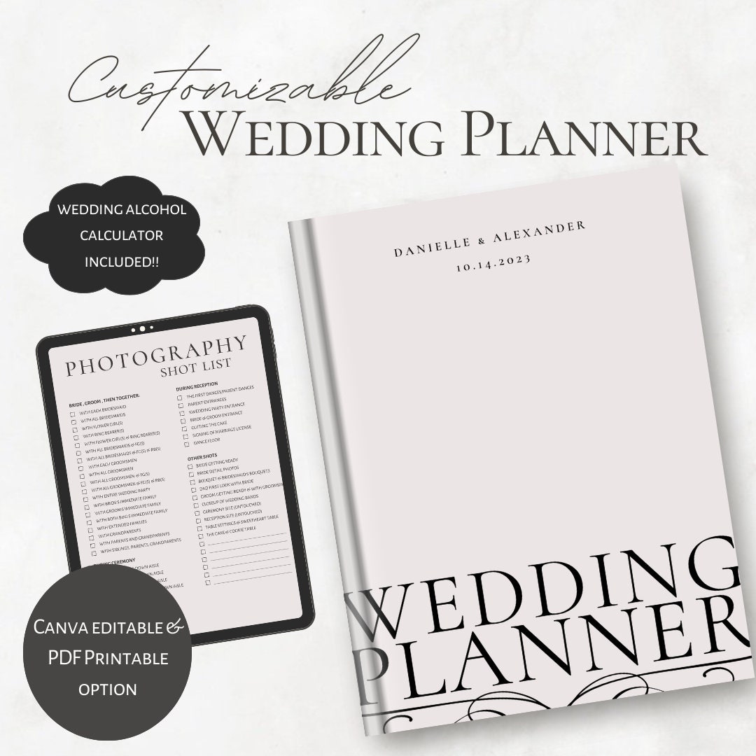 Digital Wedding Planner: Canva Editable, Printable, Alcohol Calculator ...