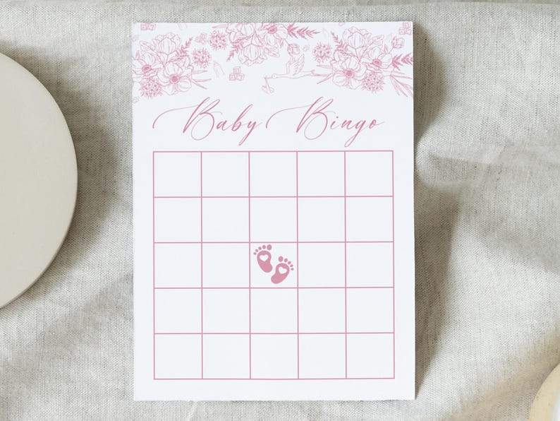 Baby Shower Bingo Cards, Baby Shower Games, Bingo, Pink, Blue or Black ...