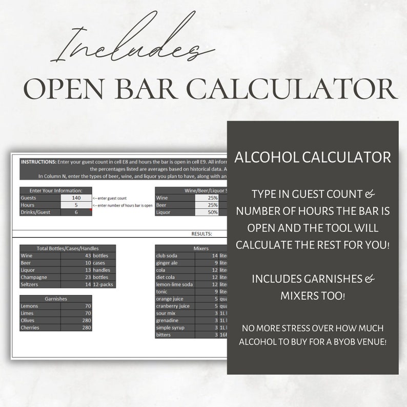 Digital Wedding Planner: Canva Editable, Printable, Alcohol Calculator ...