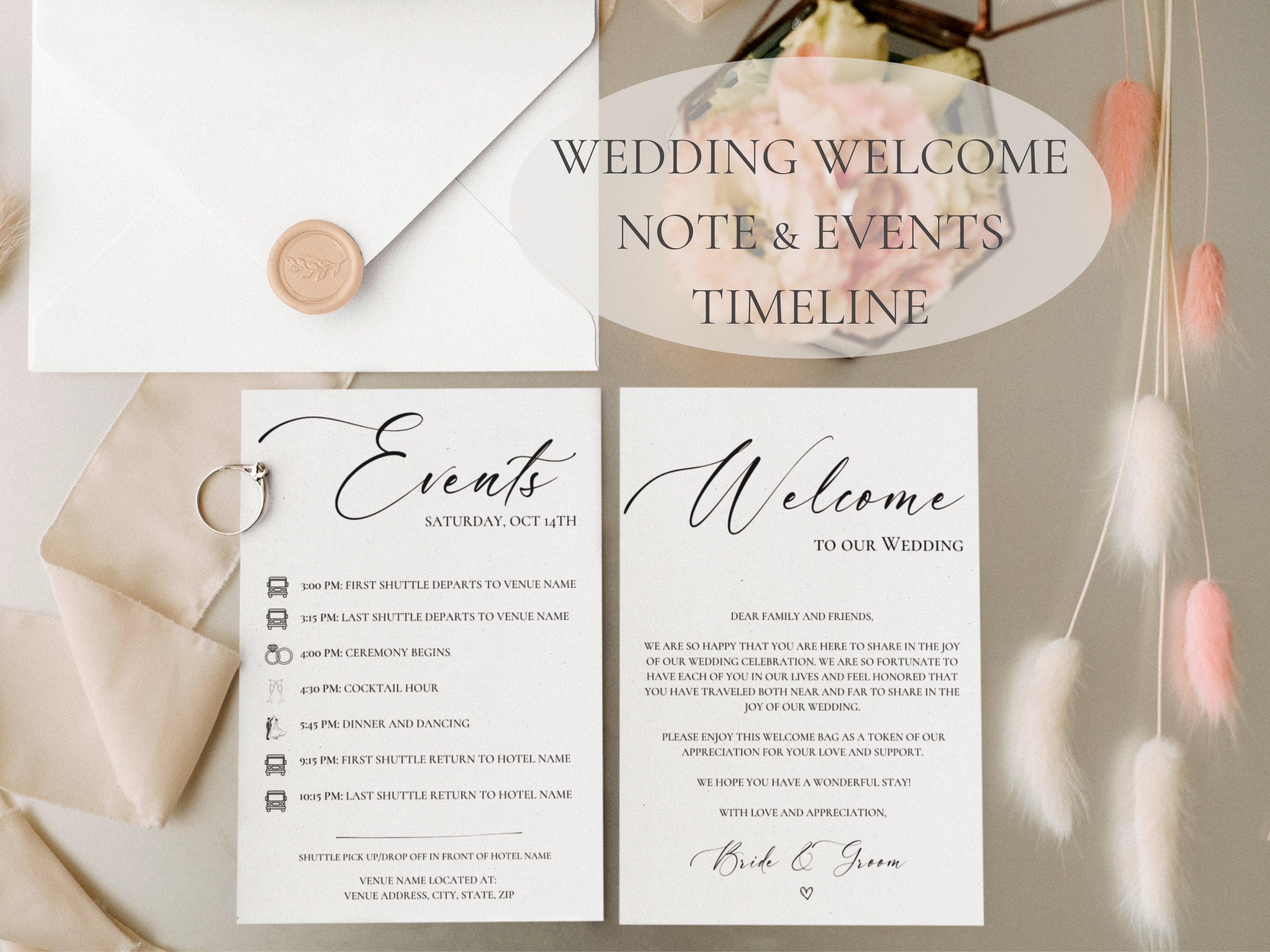Welcome Bag Thank You Note, Destination Wedding Weekend, Custom Events ...