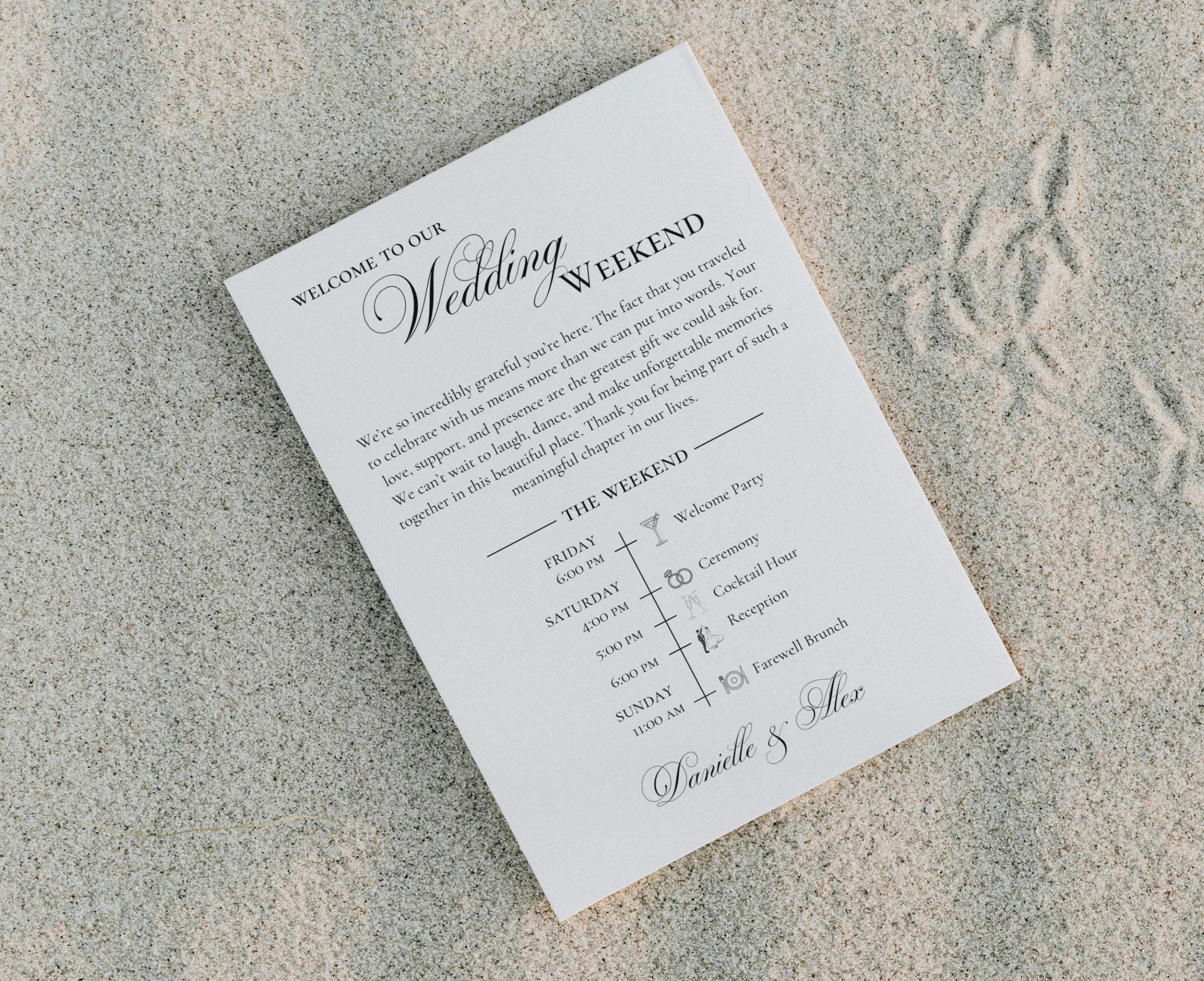 Welcome Bag Thank You Note, Destination Wedding Weekend, Wedding ...