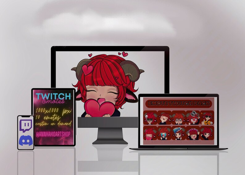 Twitch Emote / Red Hair With Horns / Pack Emotes 10 Emotes - Etsy