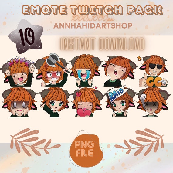Twitch Emote / Ginger Hair With Horns / Pack Emotes 10 Emotes - Etsy
