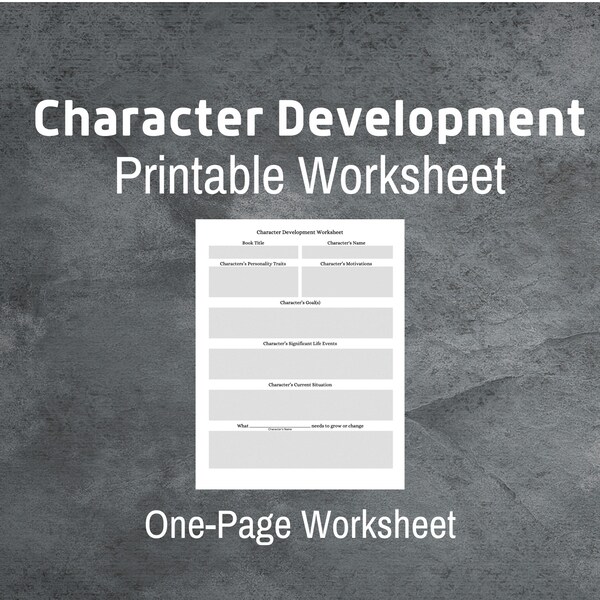 Character Planning Worksheet - Etsy