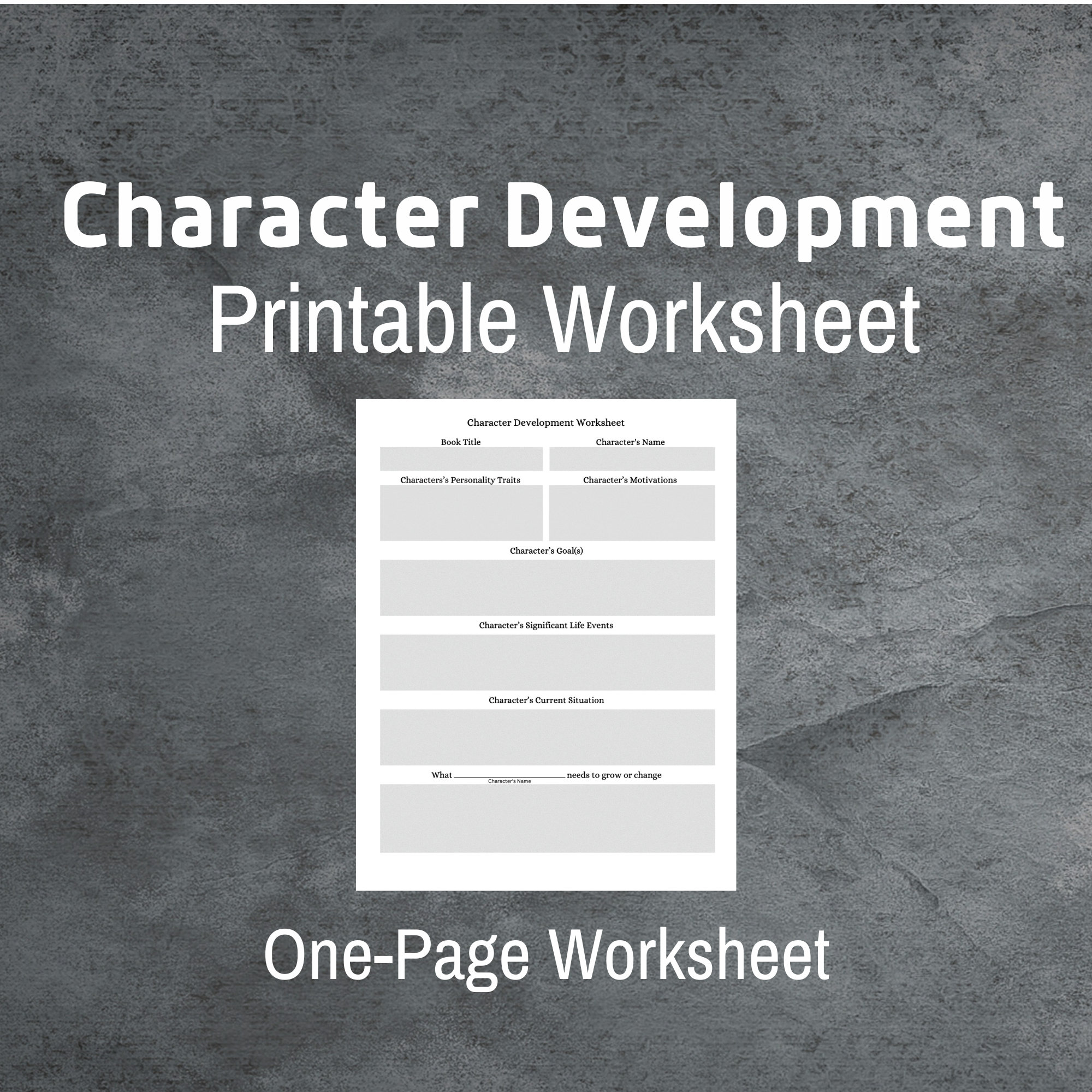 Character Development Worksheets