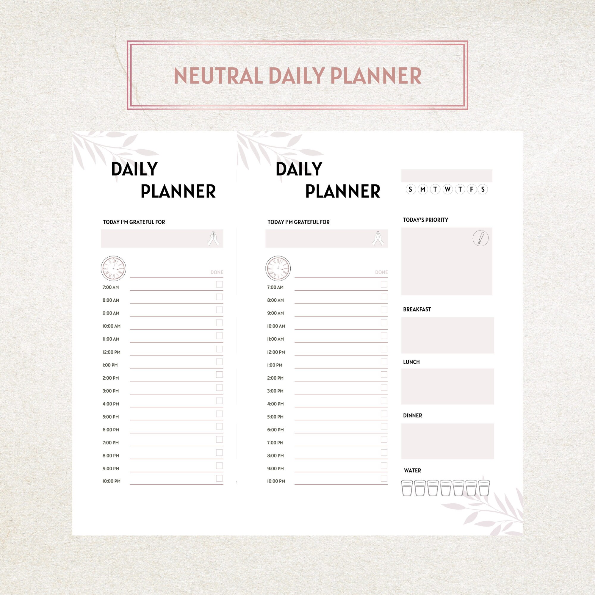 Daily Planner Printable Schedule Today's Priority Minimal Productivity ...