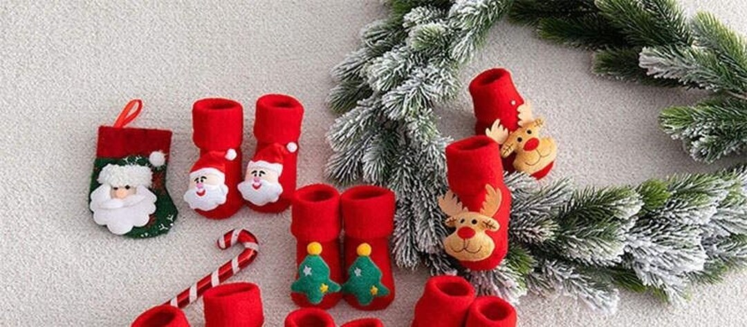 Baby and Toddler Christmas Sock Santa Reindeer Christmas Tree First ...