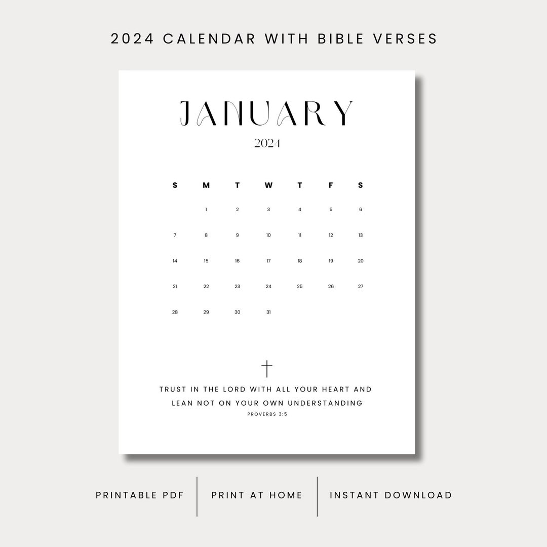 2024 Calendar With Bible Verses Letter Size Print at Home - Etsy