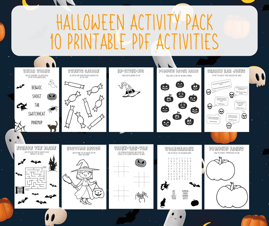 Halloween Kids Activity Pack A4 Childrens Printable Spooky Activities ...