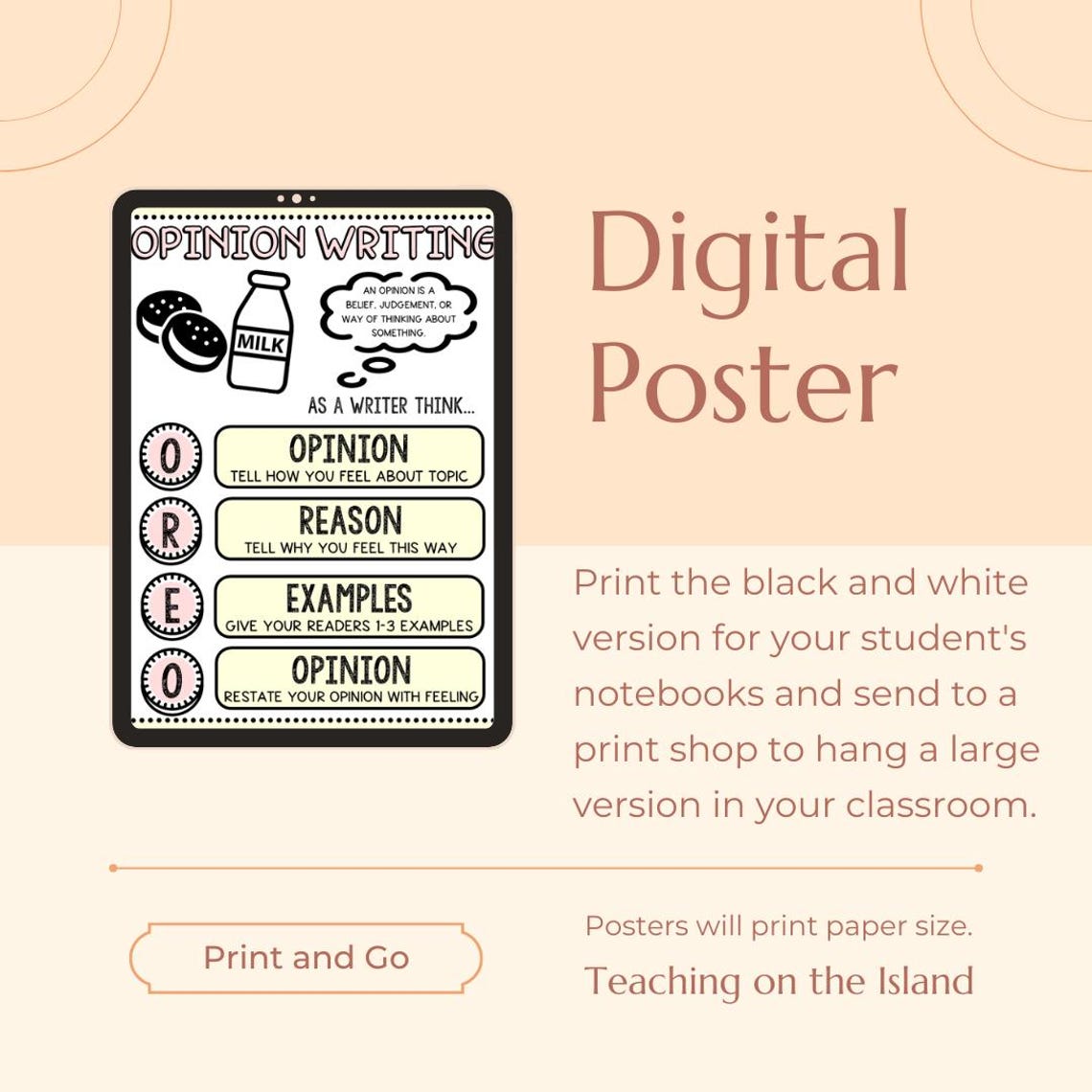 Opinion Writing Anchor Chart: ELA Classroom Poster (digital Print) - Etsy