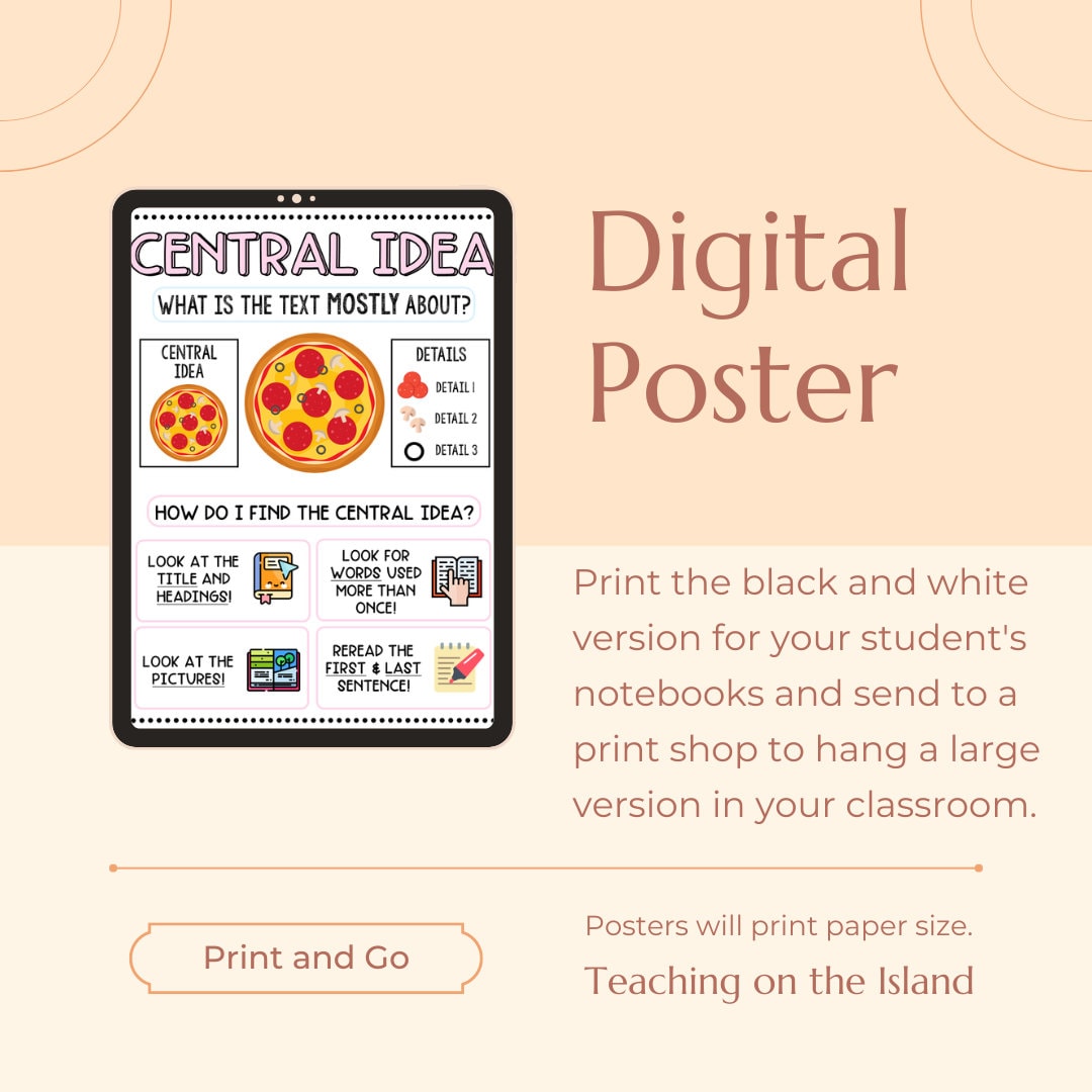 Central Idea | Anchor Chart, Classroom Poster, ELA Poster, English ... Central Idea | Anchor Chart, Classroom Poster, ELA Poster, English ...