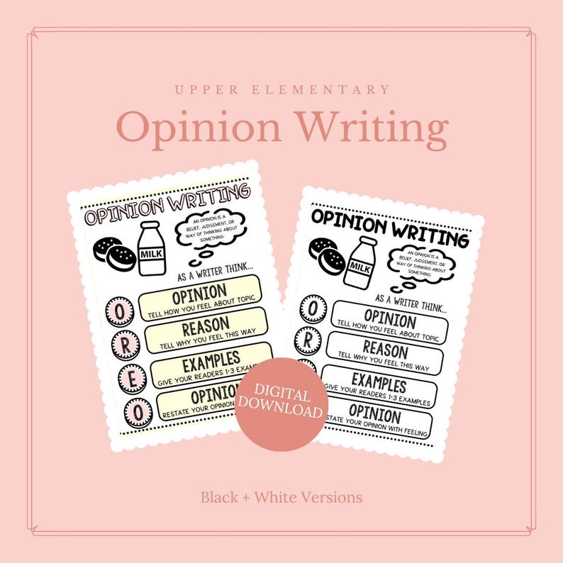 Opinion Writing Anchor Chart: ELA Classroom Poster (digital Print) - Etsy