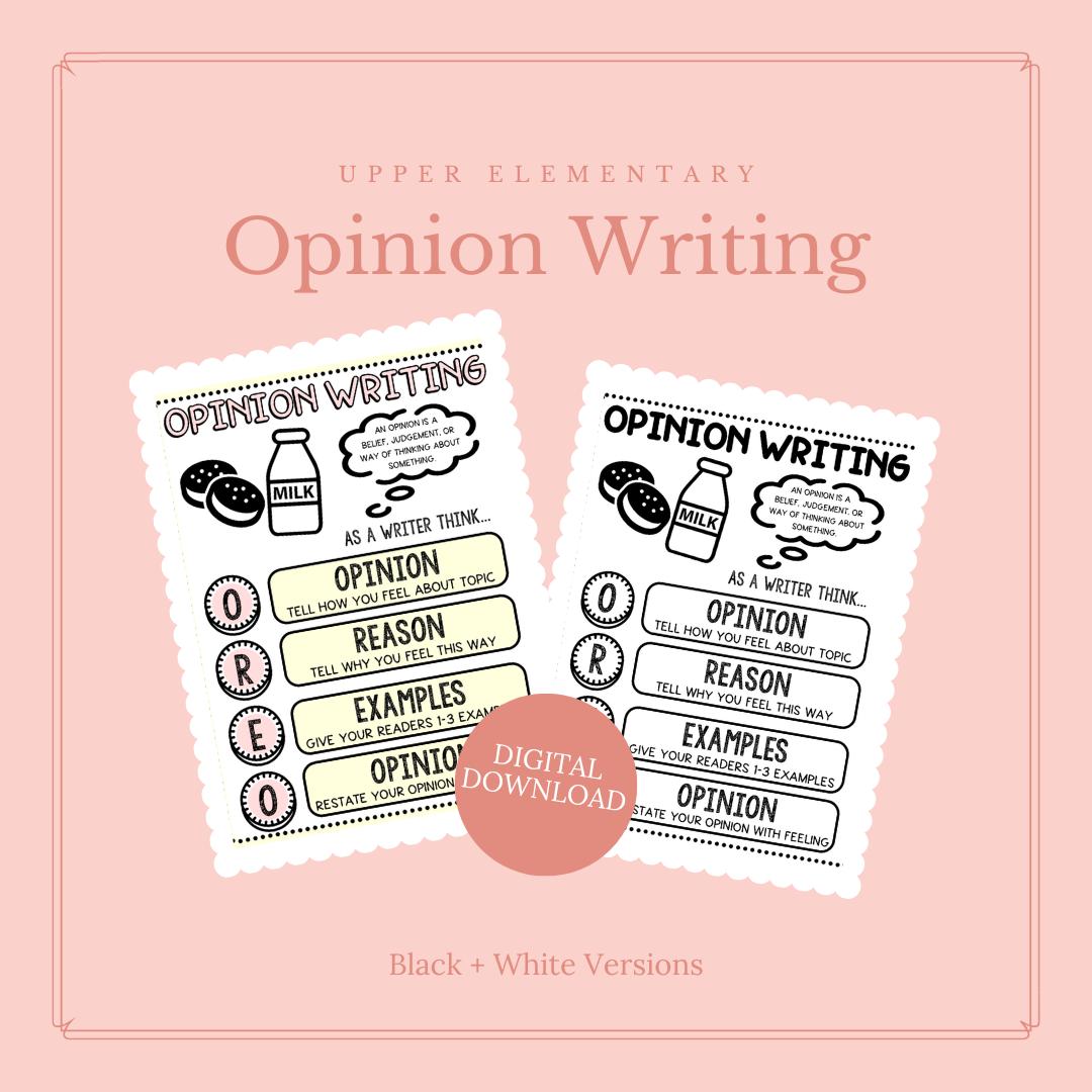 Opinion Writing Anchor Chart: ELA Classroom Poster (digital Print) - Etsy