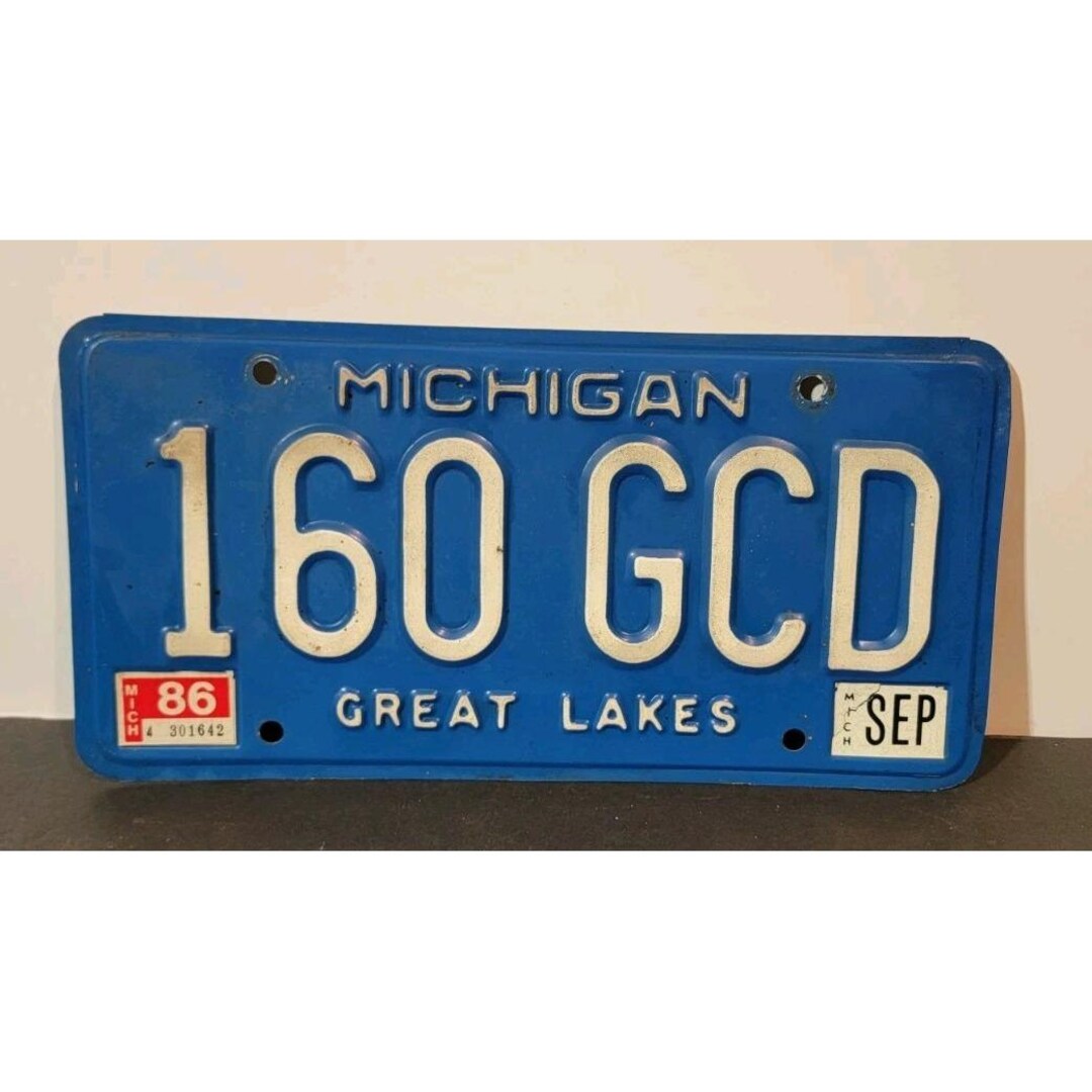 Michigan 1986 Blue #160-GCD License Plate Great Lakes - Etsy