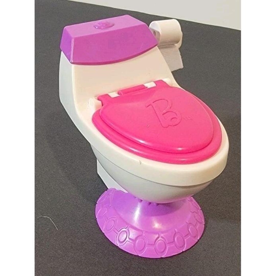 2010 Mattel Barbie Pink/purple Toilet Doll House Toy 3.5" Doll Bath ...