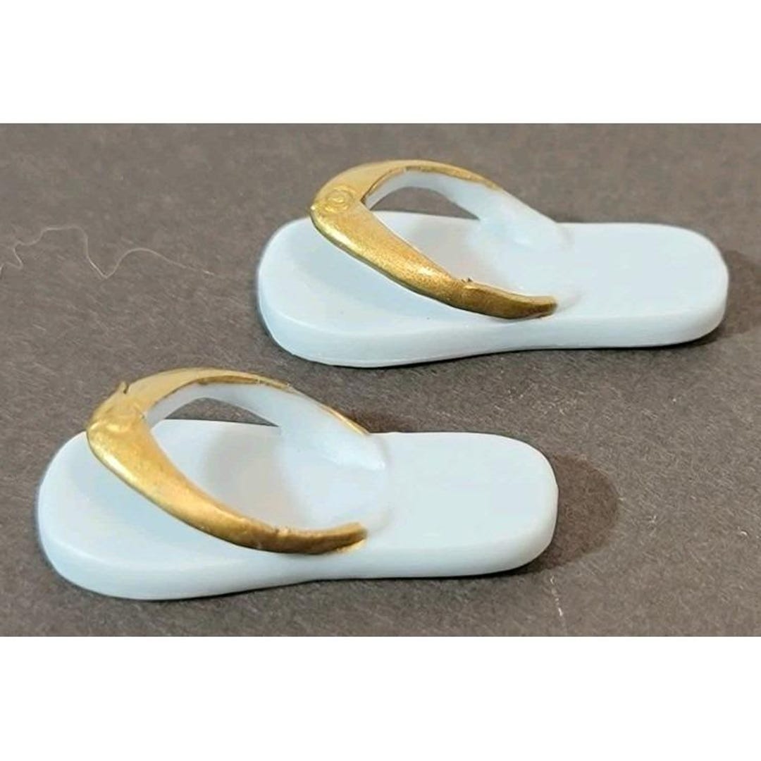 Barbie Fashion Doll Blue and Gold Strap Flip Flops Sandals Shoes Flats ...