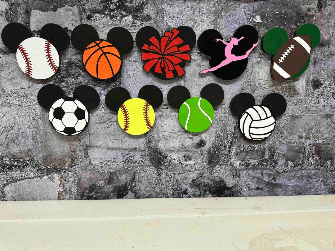 Mickey Head Sports Magnets | Interchangeable HOME Sign, Set of 9 - Etsy