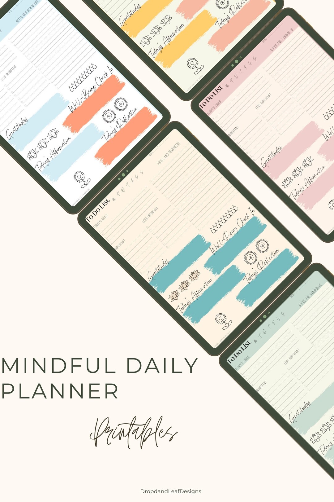 Beach Sea Wave Mindful Daily Planner Page Printable Insert for ...