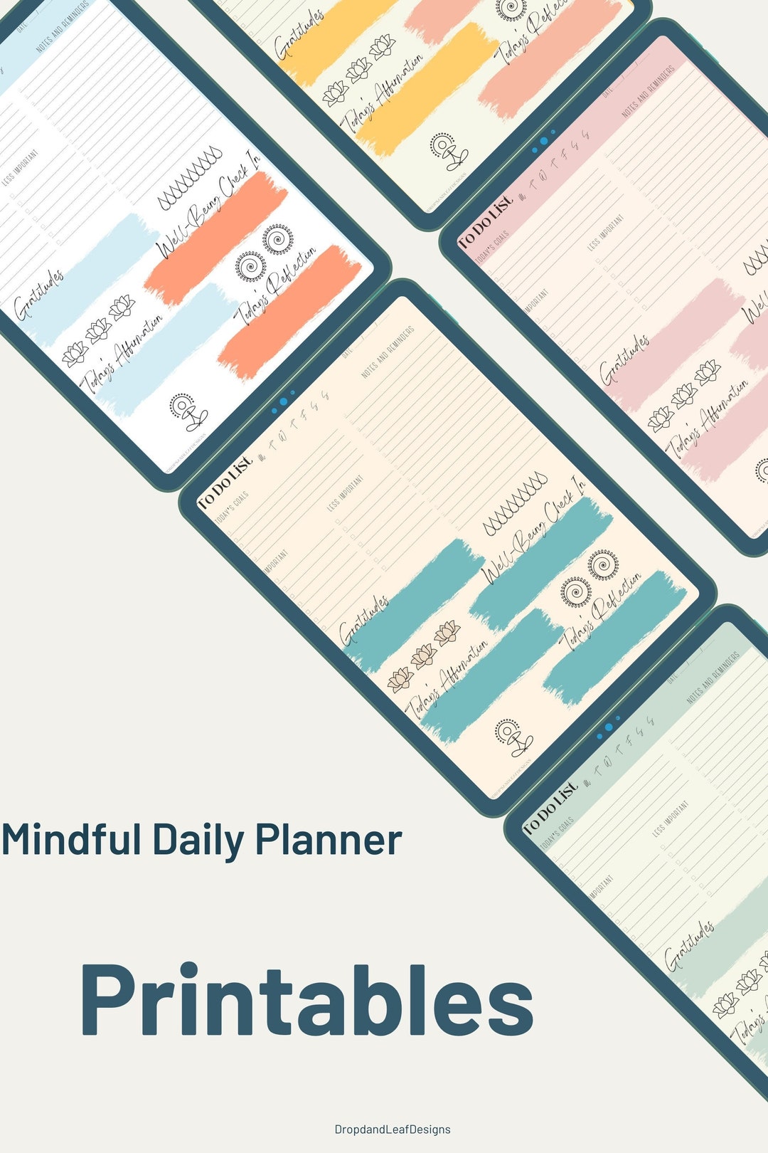 Sage Green Mindful Daily Planner Page Printable Insert for Notebooks ...